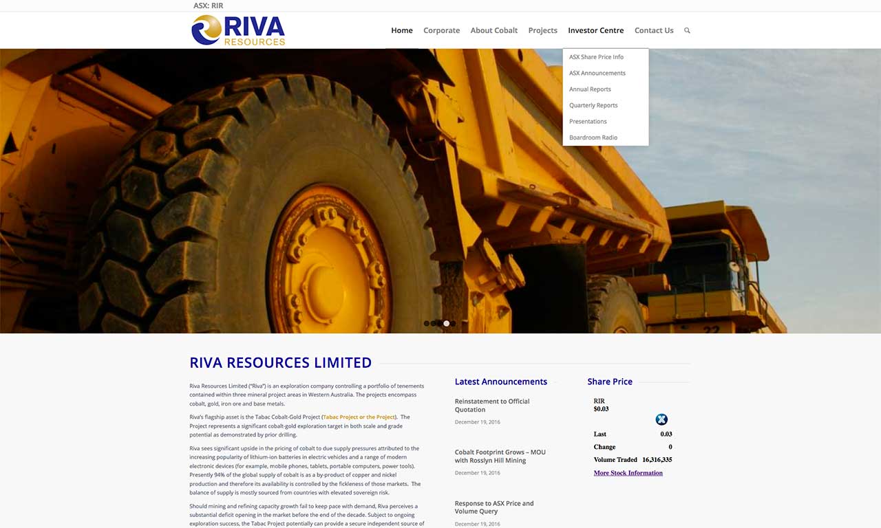 Riva Resources Limited - Website recently launched ... - Web and Print ...